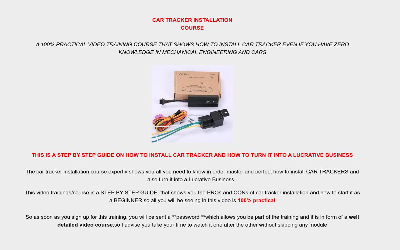 Learn car tracker installation and how to turn it into a lucrative business